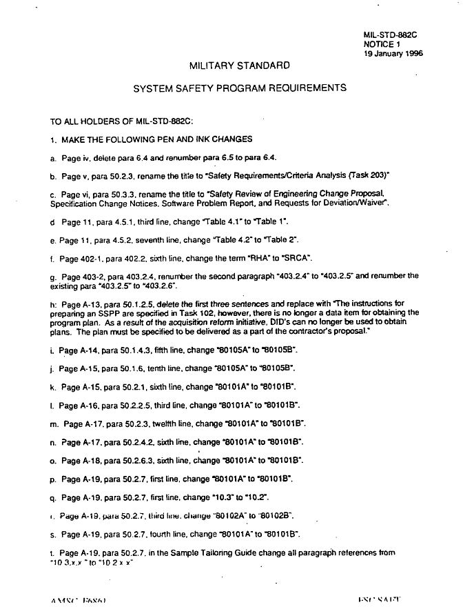 MIL STD- System Safety Program Requirements (notice 1) | SE Goldmine